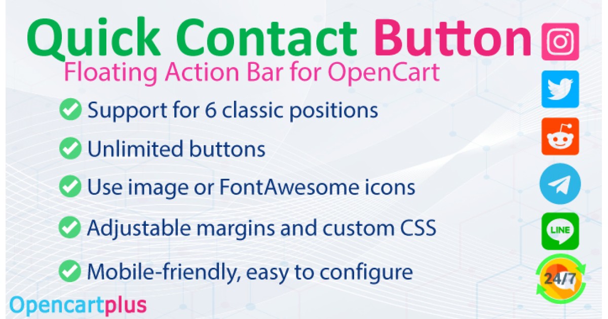 Quick Contact Button – Floating Action Bar for OpenCart