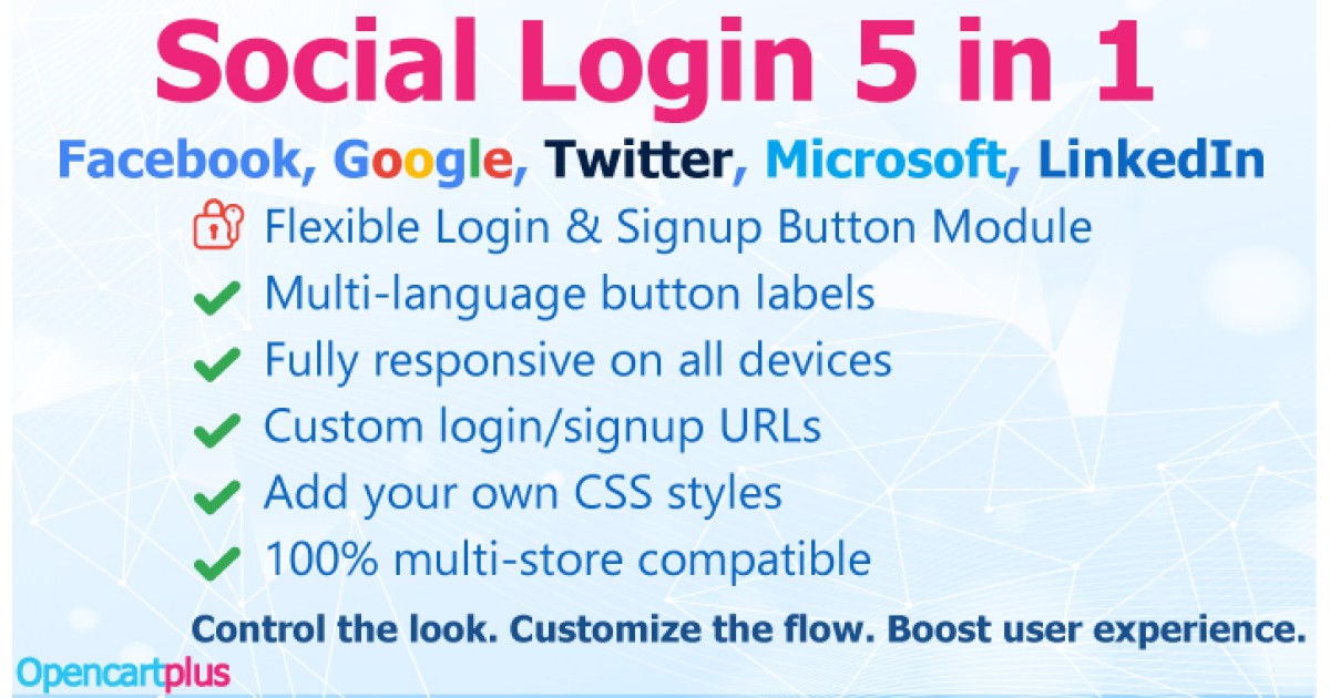 Social Login for OpenCart | Fb, GG, LinkedIn, X, Microsoft